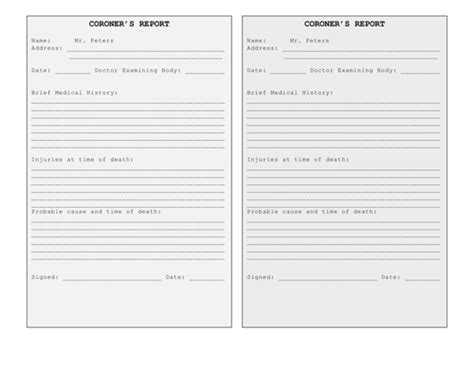 Coroners Report Template 1 Professional Templates Professional