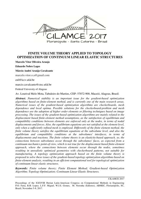 Pdf Finite Volume Theory Applied To Topology Optimization Of Continuum Linear Elastic Structures