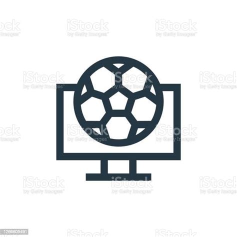 흰색 배경에 격리 된 축구 벡터 아이콘 개요 웹 사이트 디자인 및 모바일 응용 프로그램 개발을위한 얇은 라인 축구 아이콘 얇은