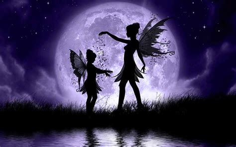 Hd Wallpaper Silhouette Of Two Fairies Wallpaper Fantasy Fairy Elf