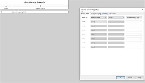 Filters Material Take Off And 3d Views Autodesk Community