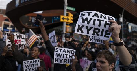 Kyrie Irving Shown Support By Vaccine Mandate Protesters Outside