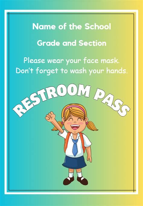 Editable Restroom Pass In Canva Etsy