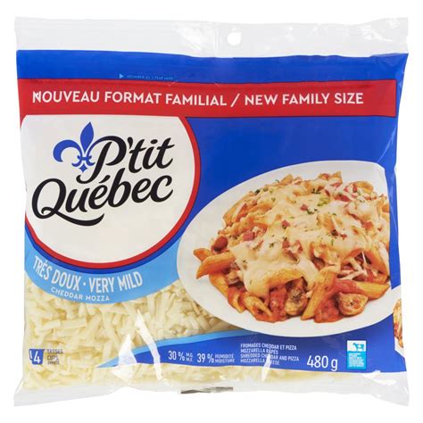Ptit Québec Very Mild Shredded Cheddar Mozza 480g Canadian Goodness