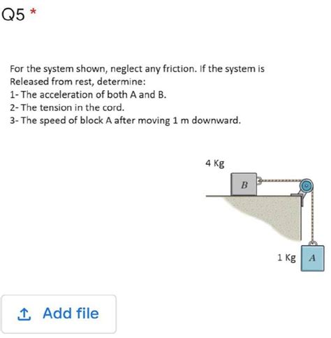 Solved Q5 For The System Shown Neglect Any Friction If The Chegg