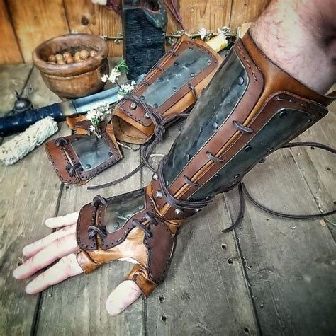 Samurai Armor Iron Bracers Samurai Cosplay Armoured Leather Pair Of