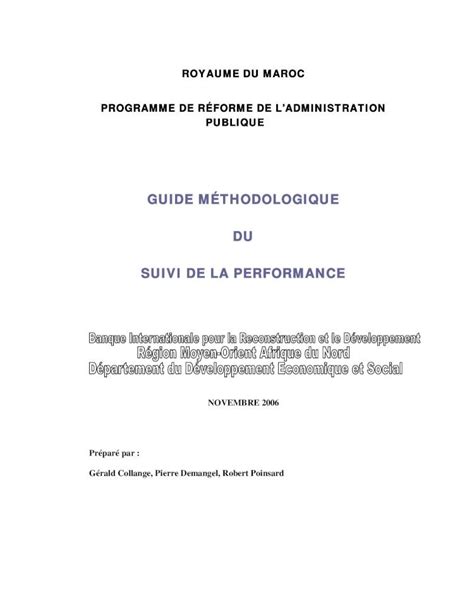Pdf Guide MÉthodologique Du Suivi De La Performance Dokumentips