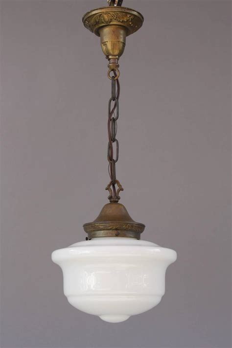 1920s Milk Glass Pendant Light Fixture For Sale At 1stdibs