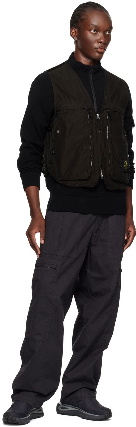 Stone Island Black Garment Dyed Vest Stone Island