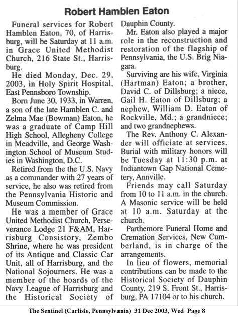 Cdr Robert Hamblen Eaton 1933 2003 Find A Grave Memorial