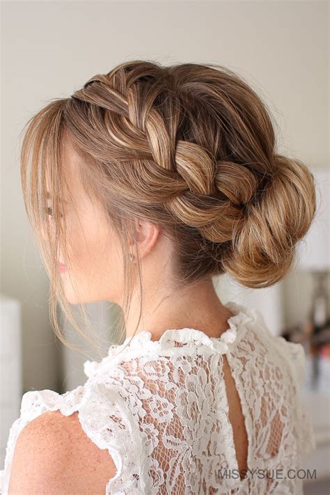 French Braid Low Bun Missy Sue Long Hair Styles Curly Hair Styles Wedding Hair Inspiration