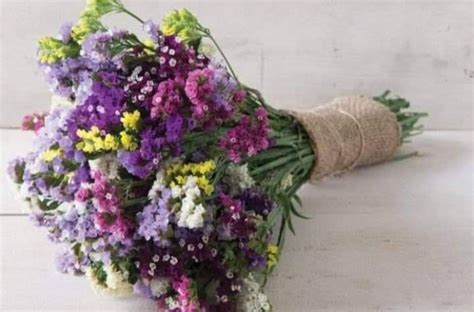 Rustic Dried Statice Flower Bouquet Autumn Winter Decor Etsy