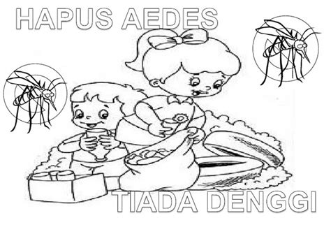 Lukisan Poster Cegah Denggi Rampaian Mewarna Bergambar Kempen