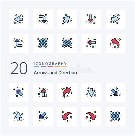 20 Arrow Line Filled Color Icon Pack Like Right Arrows Arrow Left Arrow Stock Vector ...