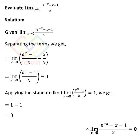 Evaluate Lim X 0 E X X 1x Yawin