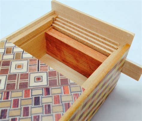 27 Steps Yosegi Ichimatsu 4 Sun Japanese Puzzle Box Himitsu Bako Oka Craft Japan