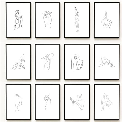 Set Of 40 One Line Art Woman Body Continuous Line Art Abstract Woman