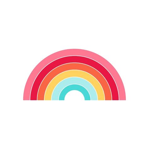 아이들의 귀여운 무지개 벡터 일러스트 레이 션 프리미엄 벡터