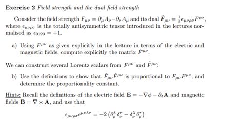Solved Exercise 2 Field Strength And The Dual Field Strength