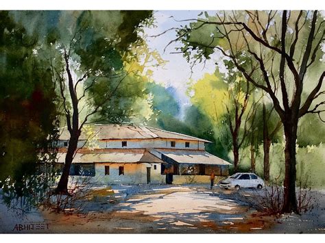 Watercolor Paintings Of Village