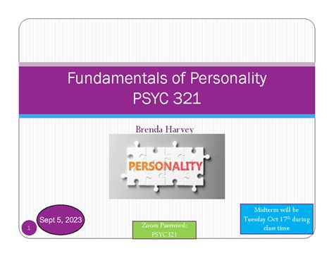 Lecture 1 Part 1 Part 2 Brenda Harvey Fundamentals Of Personality Psyc 321 Sept 5 2023