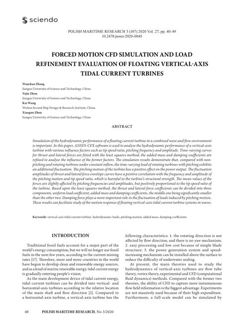 Pdf Forced Motion Cfd Simulation And Load Refinement Evaluation Of