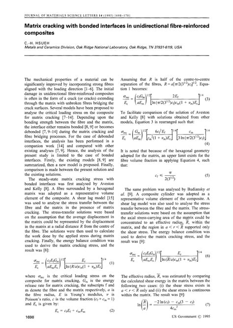 Pdf Matrix Cracking With Bonded Interfaces In Unidirectional Fibre Reinforced Composites