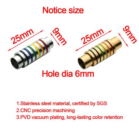 Badu Bg 2бр Магнитни закопчалки от неръждаема стомана с 6 мм дупка в цвят дъга за конектори за