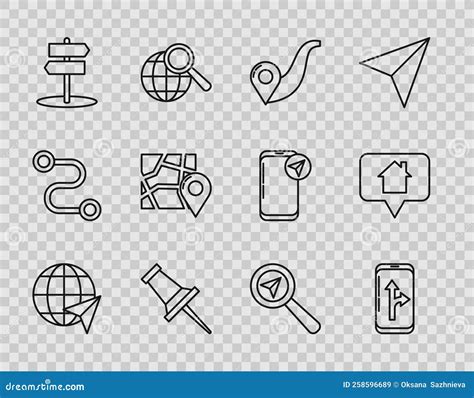 Definir A Localização Da Linha No Globo Infográfico Da Localização Da