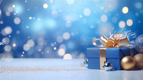 Snowflake Background And Soft Bokeh Light In The Blue Sky Stock