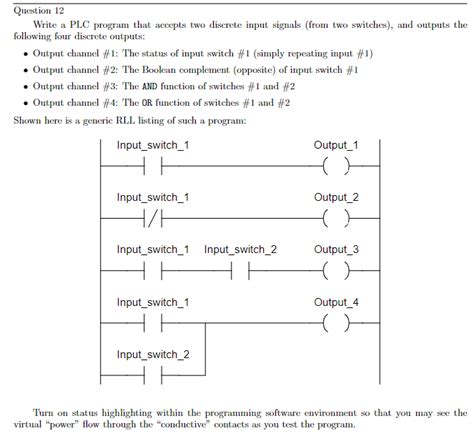Solved Write A Plc Program That Accepts Two Discrete Input