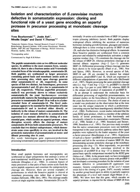 Pdf Isolation And Characterization Of Scerevisiae Mutants Defective In Somatostatin
