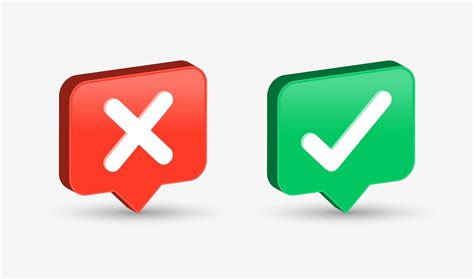 Premium Vector 3d Check Mark Icon Button With Speech Bubble Tick And Cross Symbols Checkmark