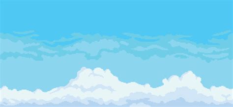 Pixel Art Night Sky Background With Clouds And Stars For Off