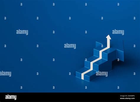 Blue Abstract Arrow And Stairs Design Symbolizing Growth And Progress On Blue Background 3d