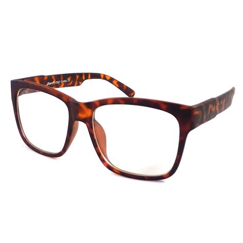 Vintage Retro Square Oversized Frame Clear Lens Eye Glasses Brown Matte