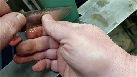 Grinding The Tapered Swedge Point On A Small Hunter Knife