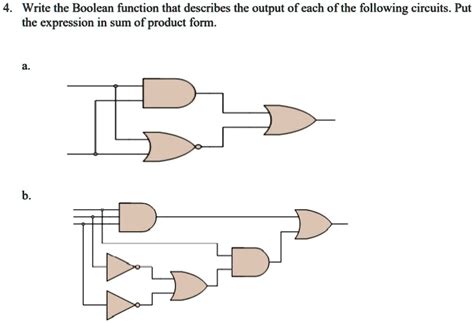 SOLVED 4 Write The Boolean Function That Describes The Output Of Each
