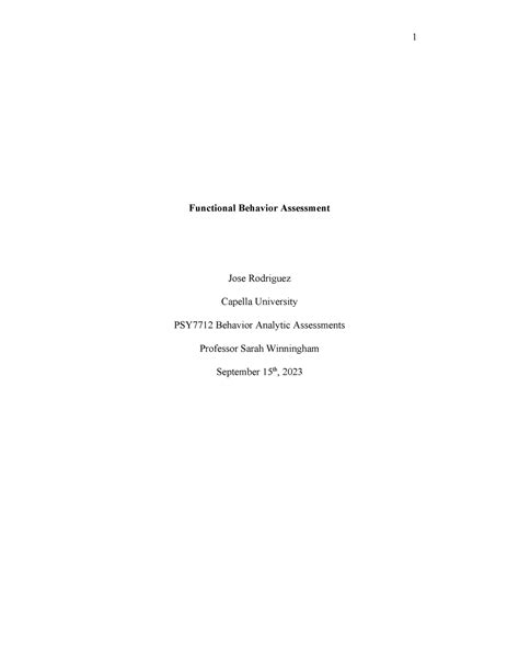 Psy 7712 FBA Final Copy Assignment Functional Behavior Assessment