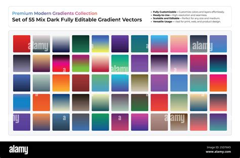 Set Of 55 Mix Dark Fully Editable Gradient Vectors Stock Vector Image