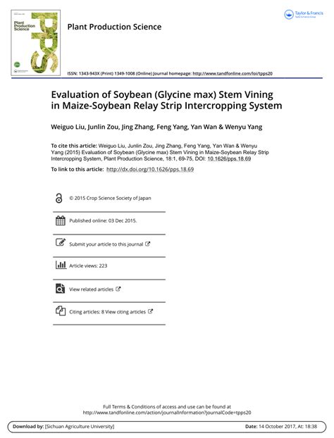 Pdf Evaluation Of Soybean Glycine Max Stem Vining In Maize Soybean Relay Strip Intercropping