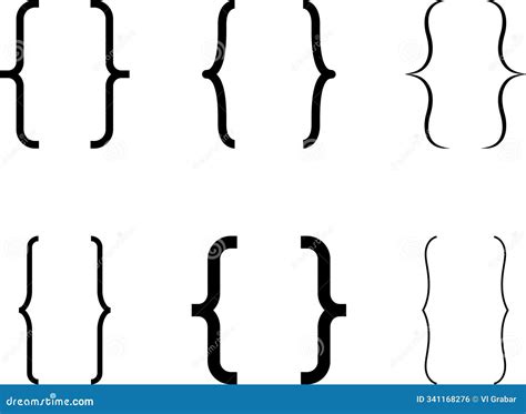 Curly Braces Double Symmetric Brackets Vector Typography Symbols Pair Frames For Punctuation
