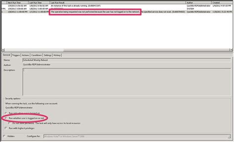 Windows Server 2008 R2 Scheduled Reboot Task Failing To Run