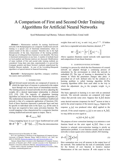 pdf a comparison of first and second order training algorithms for