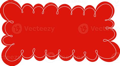 Scallop Edge Rectangle Frame Shape With Lace Border Cute Hand Drawn Doodle Box With Frill