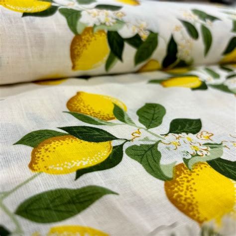 Textilord Lemon Pattern Italian Design Linen Fabric Design