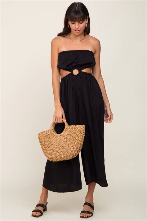 Black Cutout Strapless Wide Leg Jumpsuit Pinkblush