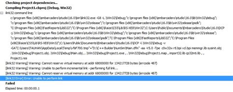 C Builder Unable To Perform Link Error When Compiling In RAD