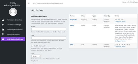 Variation Swatches Master Admin Settings RedefiningTheWeb