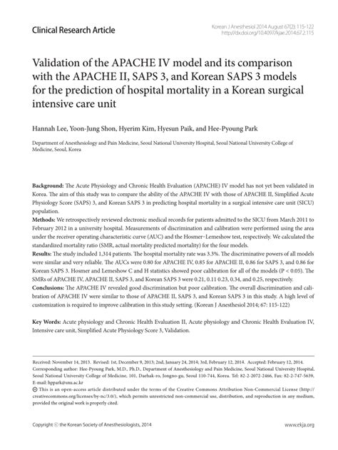 pdf validation of the apache iv model and its comparison with the